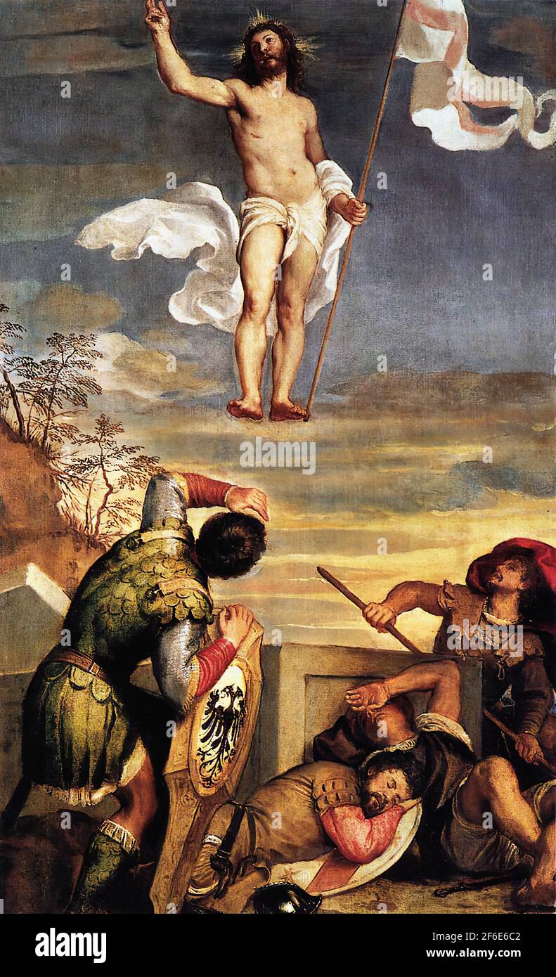 Tiziano Vecelli or Vecellio a.k.a Titian - Resurrection 1544 Stock ...
