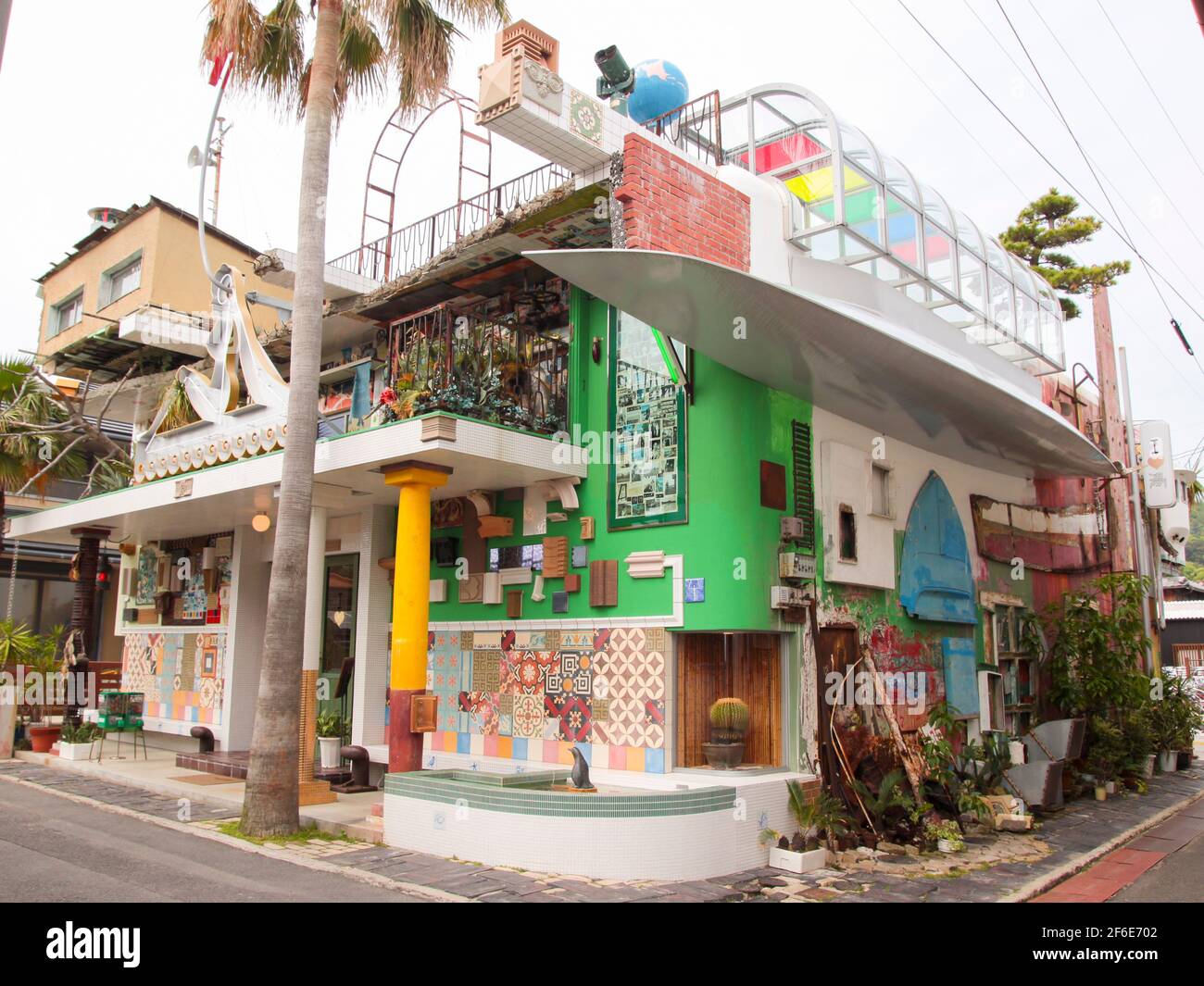 Exterior facade of the funky arty, cool Naoshima Bath "I♥︎湯" onsen ...