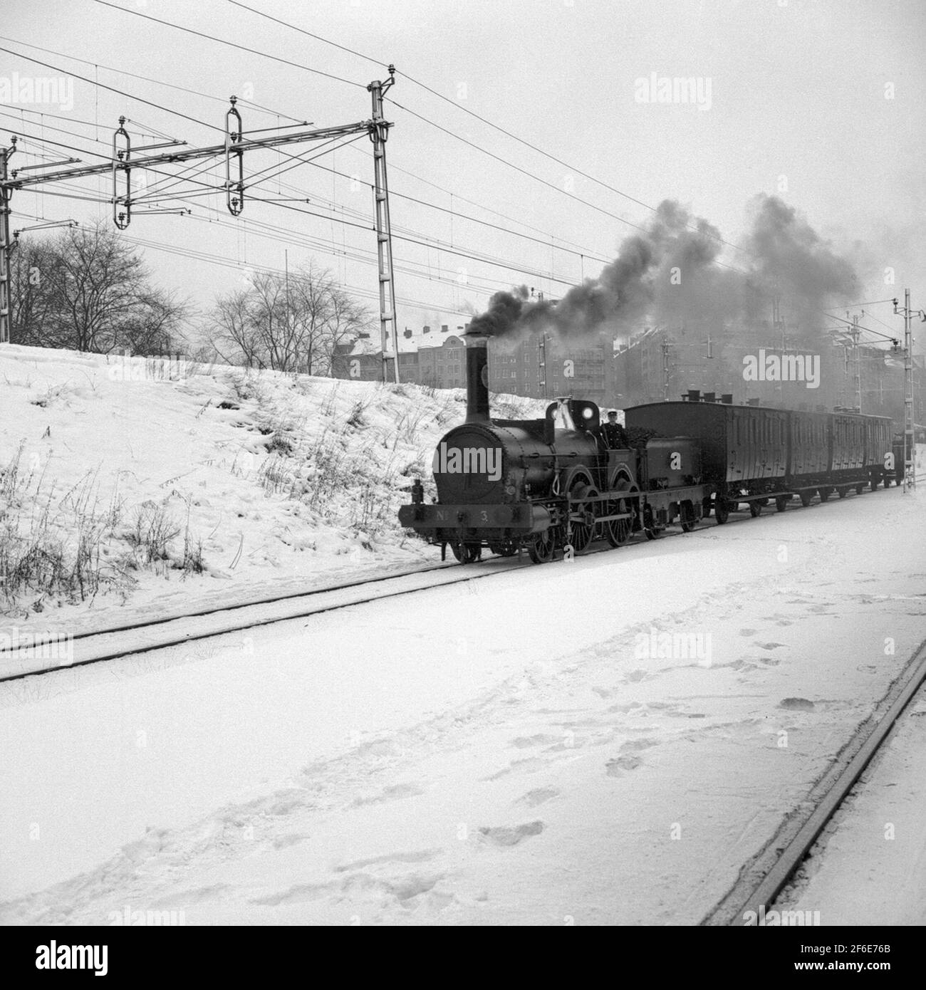 State Railways SJ 1856-1956. 100th anniversary. Train with old ...
