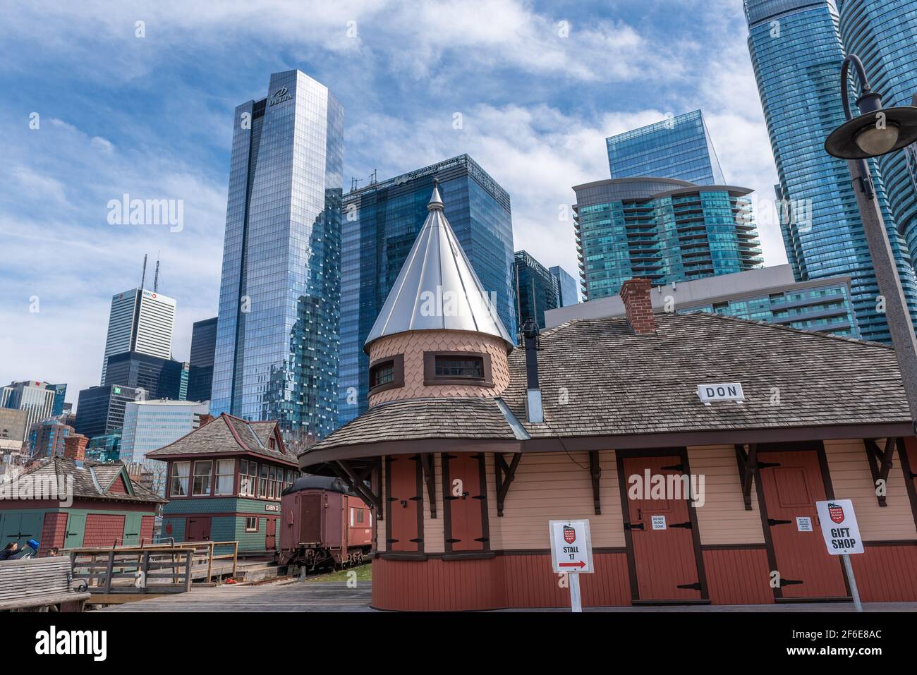 Architecture contrast of an old train station in the Toronto Railway ...