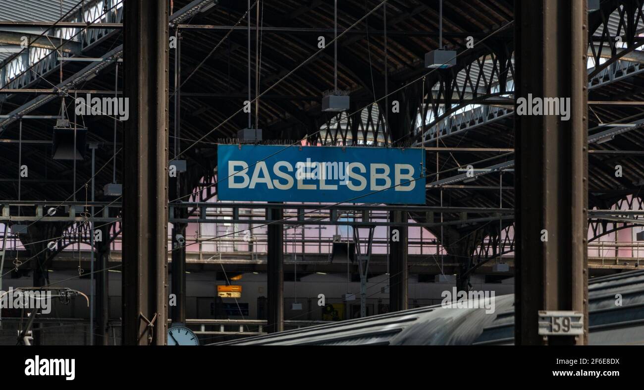 A picture of the sign inside the Basel train station Stock Photo - Alamy