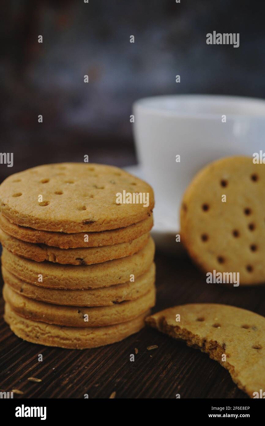 Homemade Indian Atta biscuits - Whole wheat cookies served with tea ...