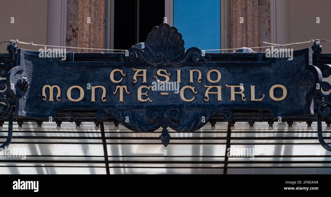 A close-up picture of the Monte-Carlo Casino sign Stock Photo - Alamy