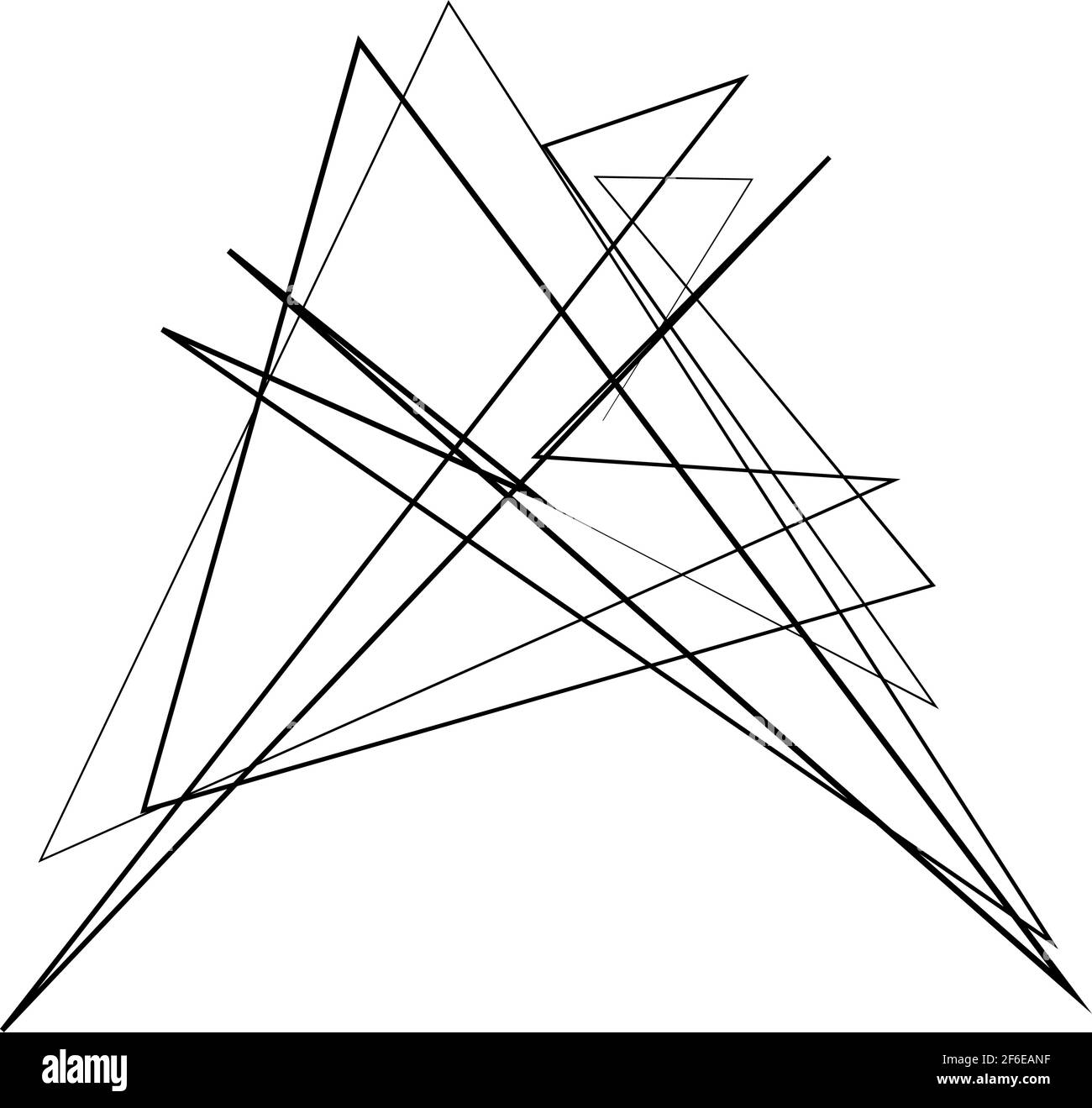 Abstract edgy, geometric line art. Angular random, chaotic lines. Spiky ...
