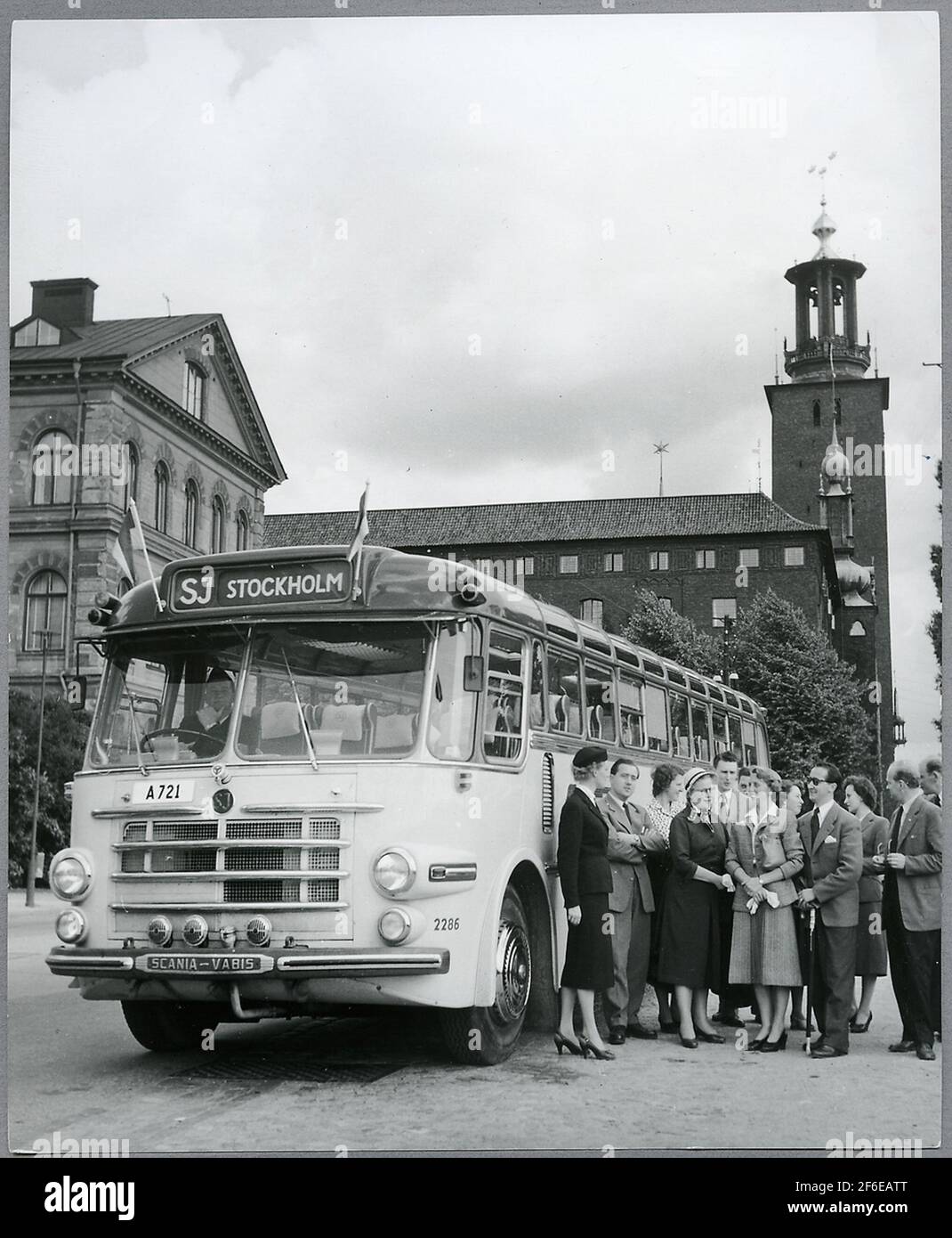 Scania-Vabis B63 Tourist Bus at City Hall. The state's railways, SJ bus ...