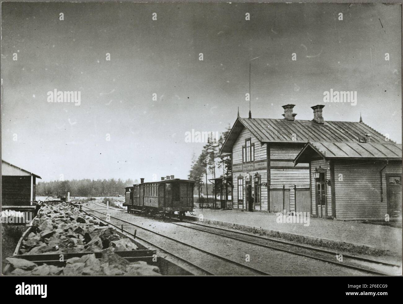 Station area with carts at Perrong Stock Photo - Alamy