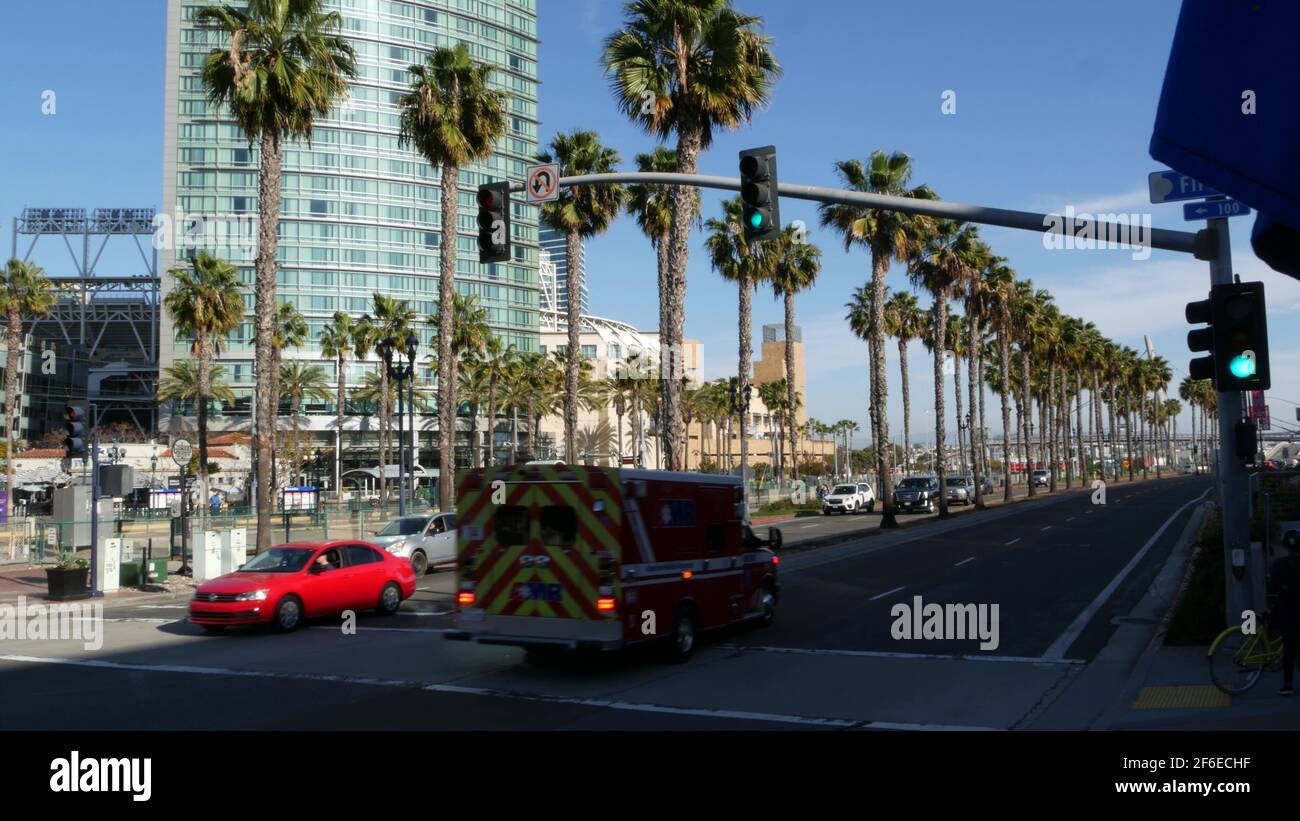 San Diego, California USA - 13 Feb 2020: AMR american medical response ...