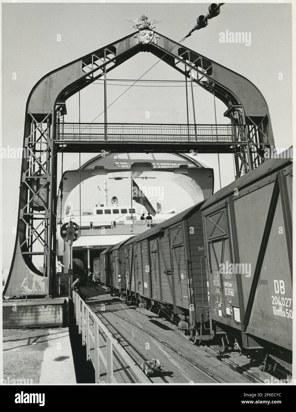 Loading the freight trolley on the ferry in Trelleborg's ferry. DB ...