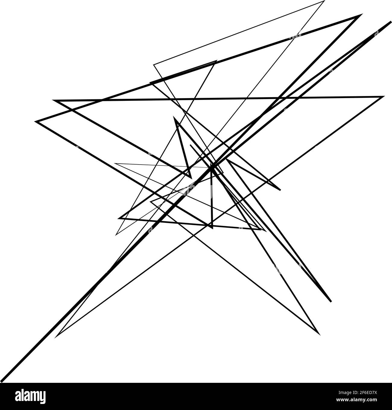Abstract edgy, geometric line art. Angular random, chaotic lines. Spiky ...