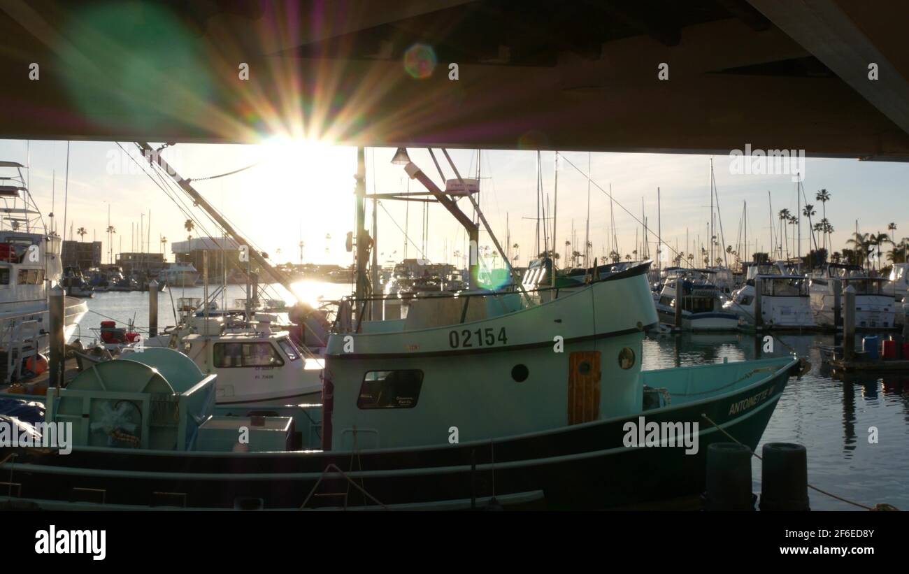 Oceanside, California USA - 26 Feb 2020: Harbor village with fisherman ...