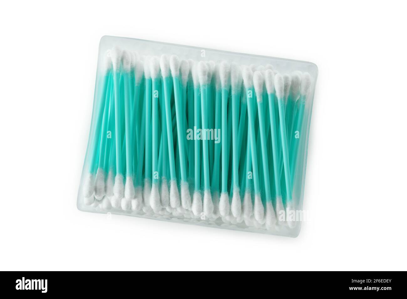 Cotton swabs in box, top view, isolated on white background Stock Photo ...