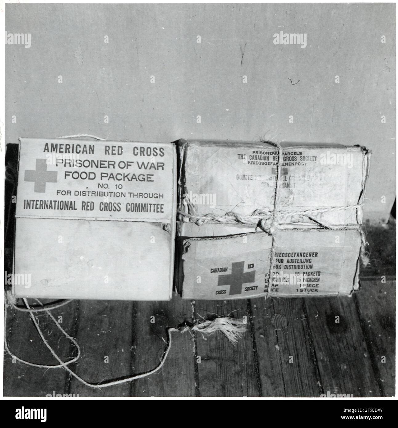 Red Cross Package to War Banks Stock Photo - Alamy