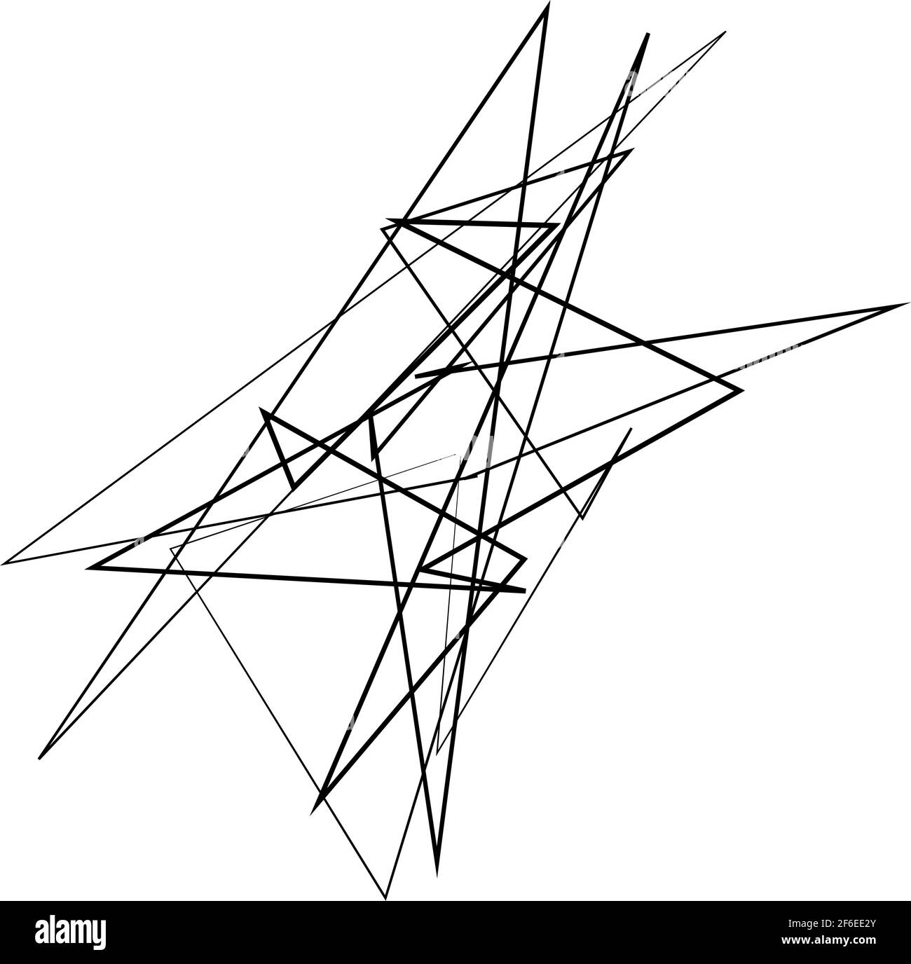 Abstract edgy, geometric line art. Angular random, chaotic lines. Spiky ...