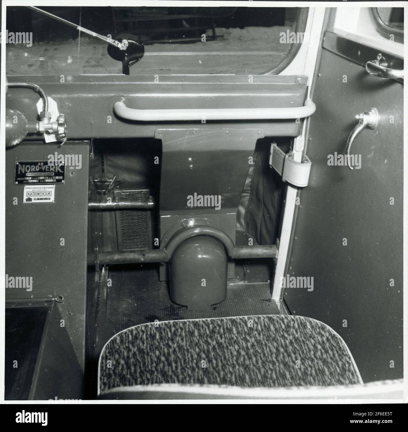 The interior of the so-called "snow bus", for the state's railways ...