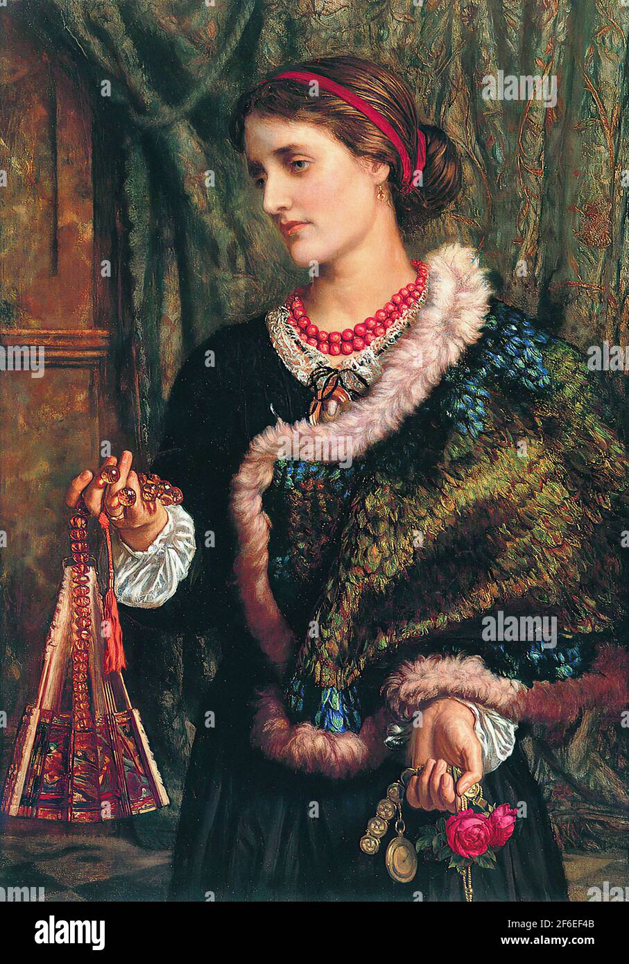 William Holman Hunt- Birthday Portrait Artist S Wife Edith 1868 Stock ...