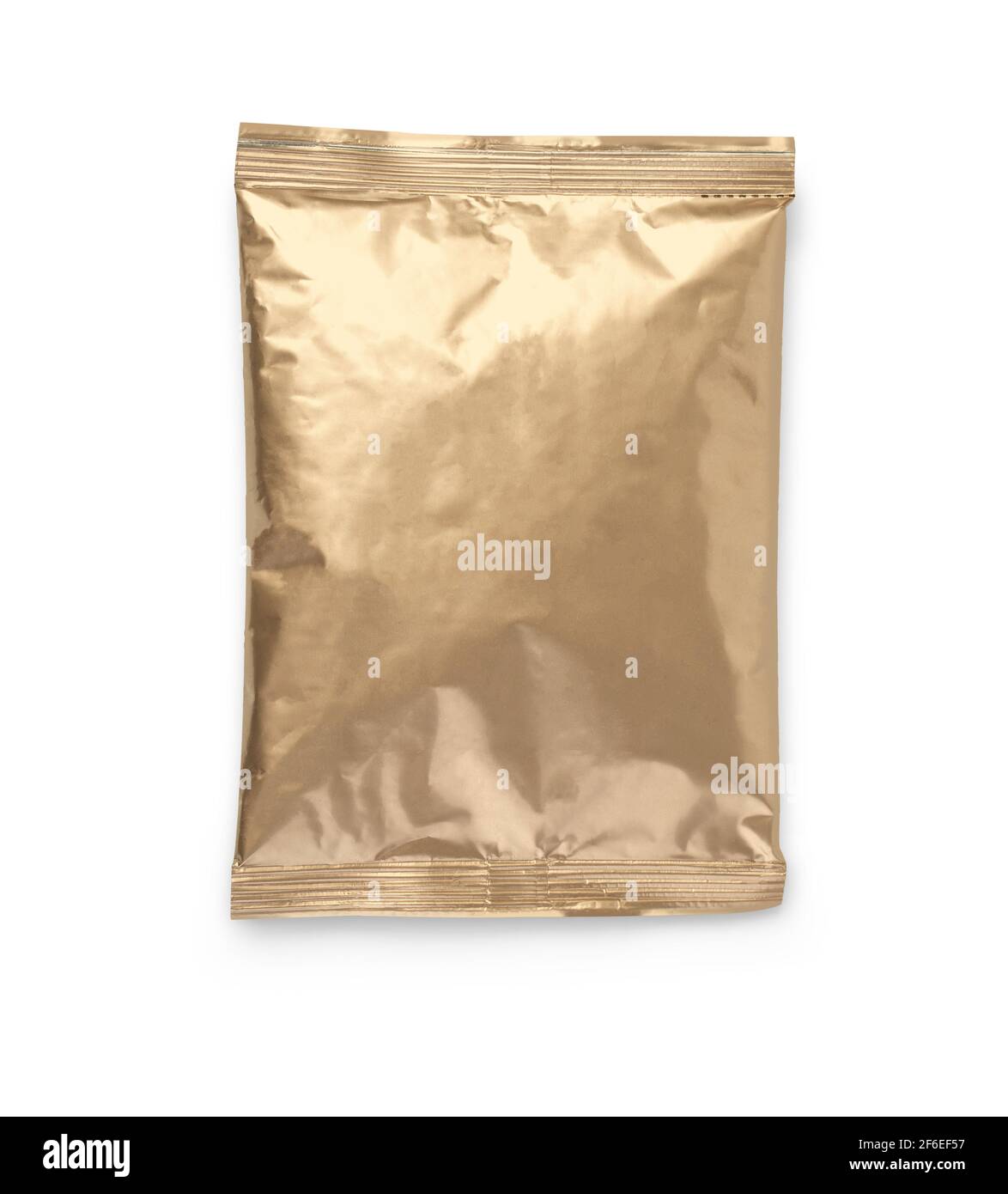 Gold Foil plastic bag isolated on white background. Packaging template ...