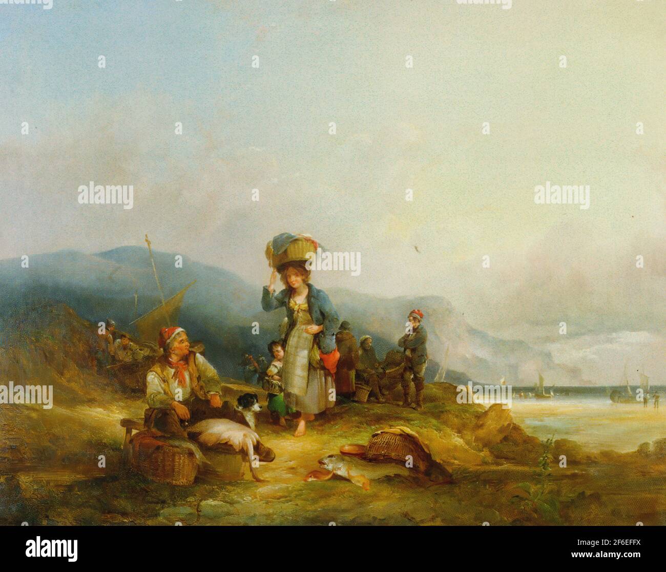 William J. Shayer - Fisherfolk Their Catch Sea Stock Photo - Alamy