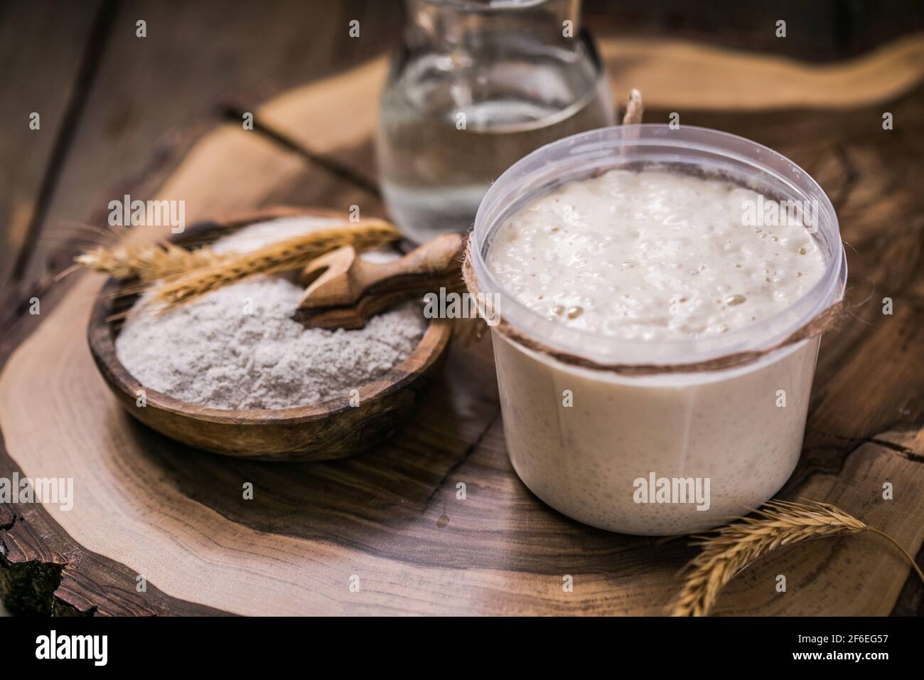 The leaven for bread is active. Starter sourdough ( fermented mixture ...
