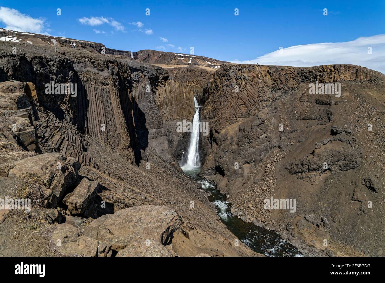 Litlanesfoss Waterfall With Basalt Columns High Resolution Stock ...