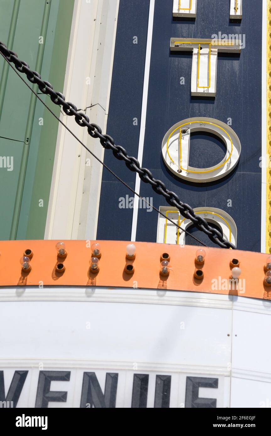 detail of an art deco theatre or cinema, featuring strong lines ...