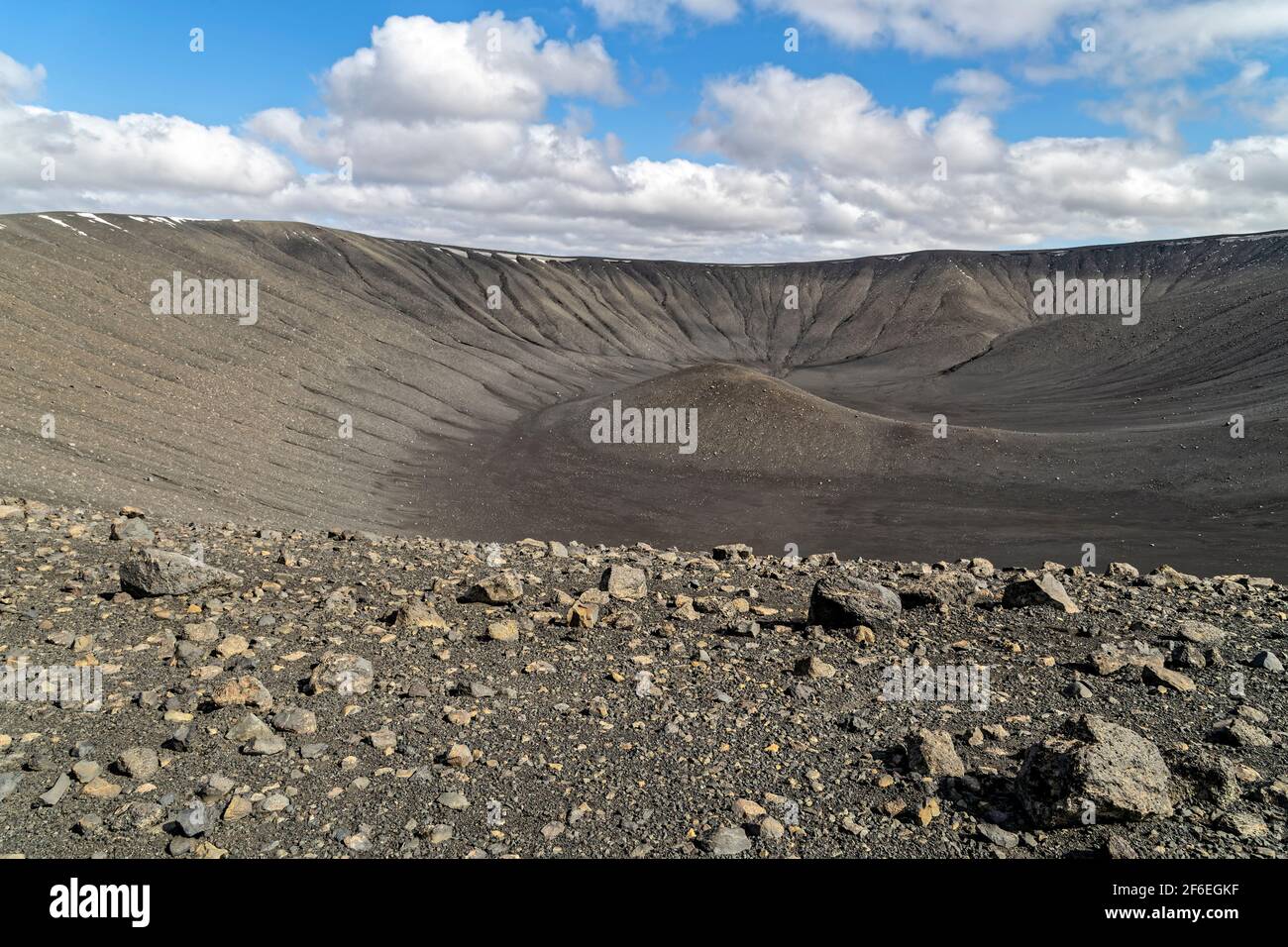 Hverfjall, Iceland. 22nd May, 2015. Hverfjall volcanic crater summit is ...