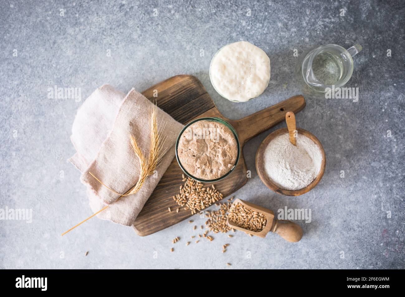 The rye and wheat leaven for bread is active. Starter sourdough ...