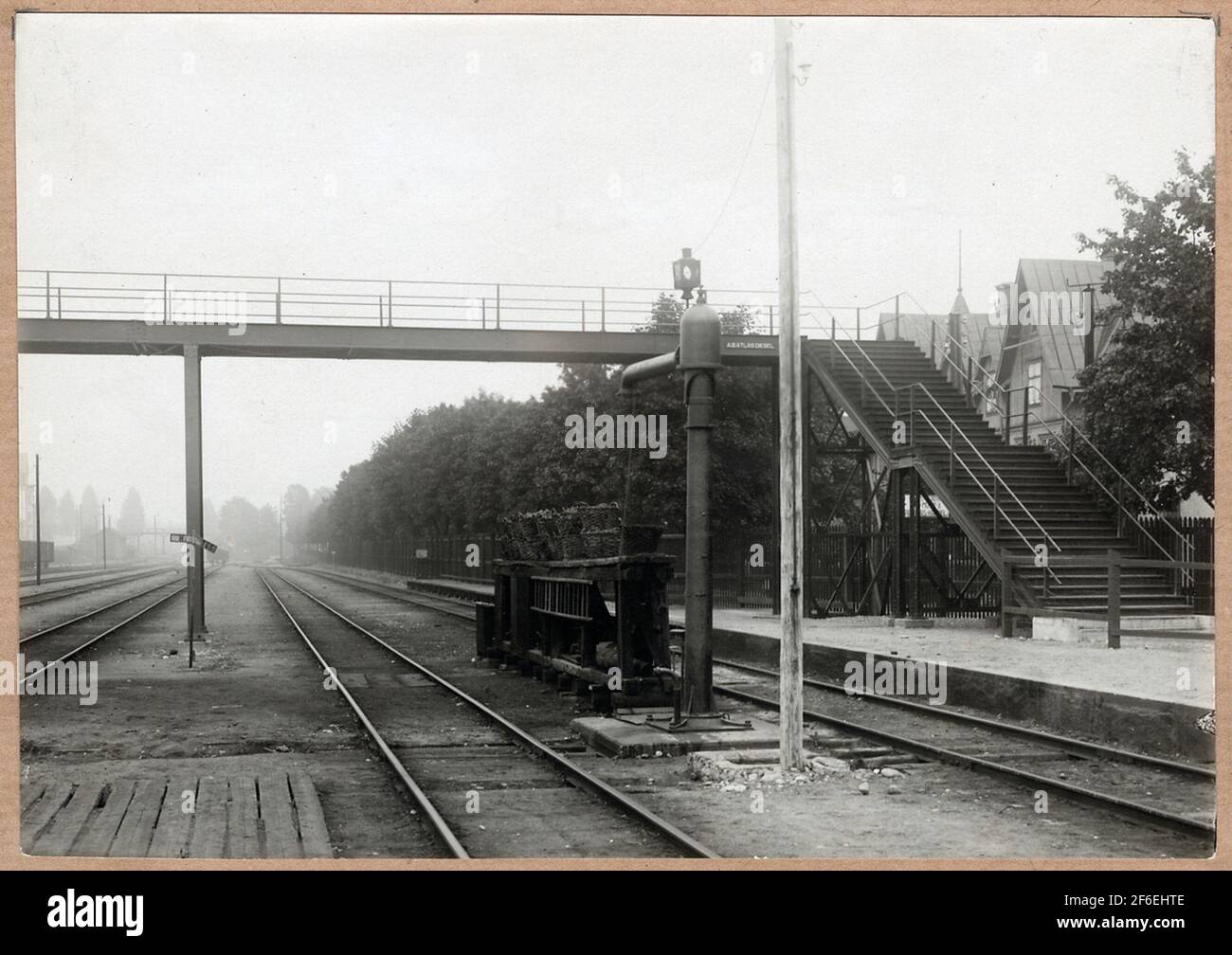 Walkway over rail yard in Krylbo Stock Photo - Alamy