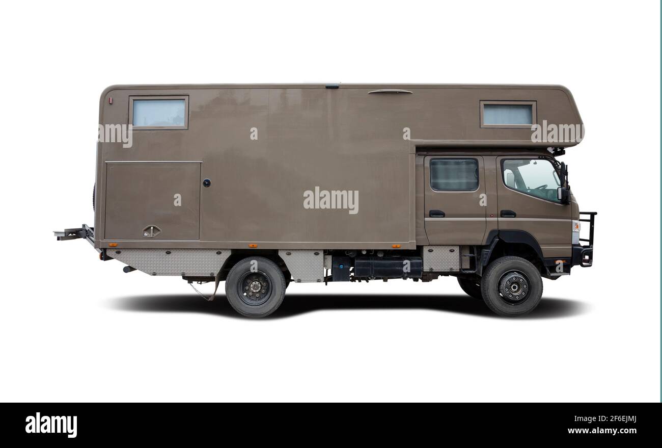 Motor-home truck 4x4 side view isolated on white Stock Photo - Alamy