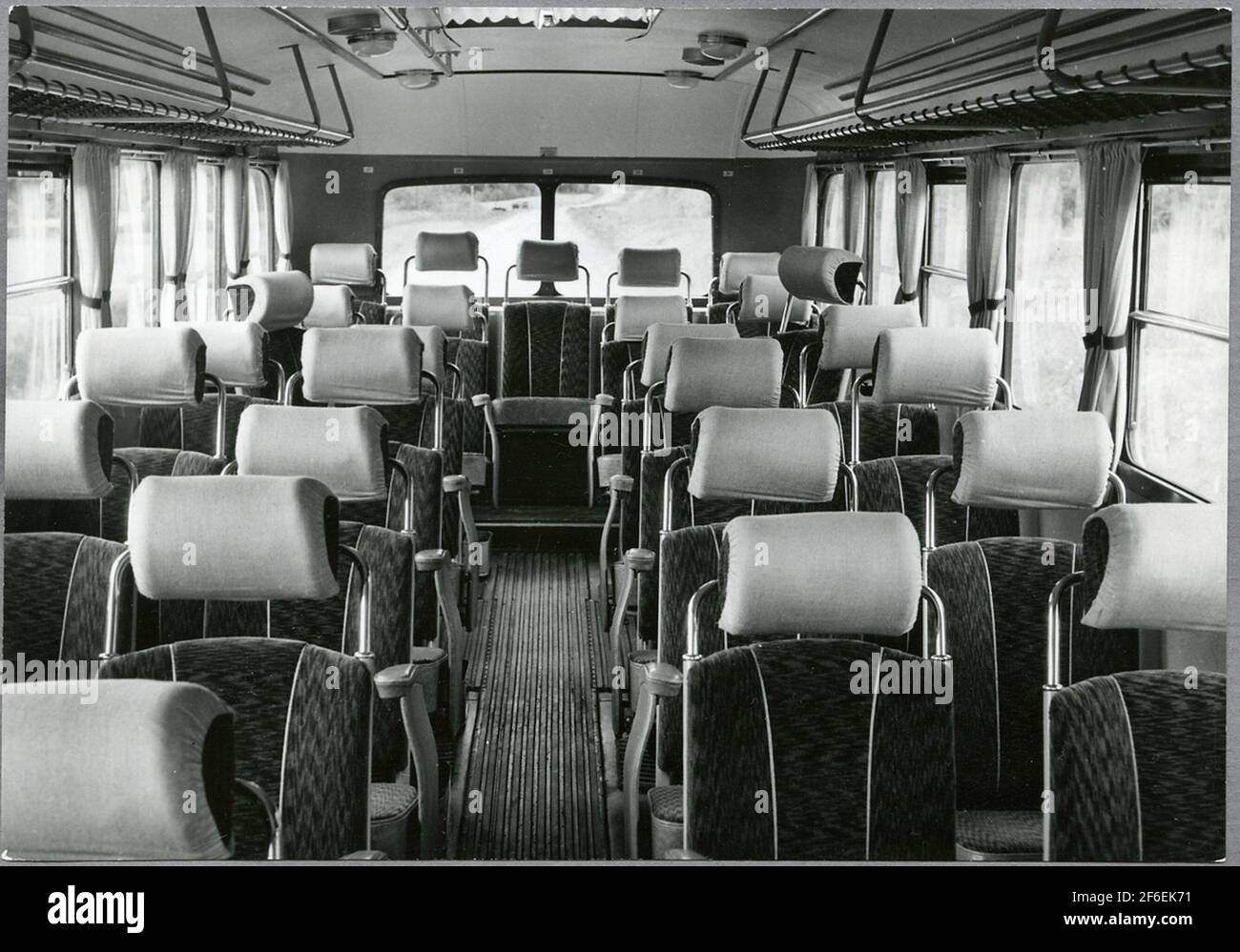 The state's railways, SJ Touristbus. Interior with passenger places ...