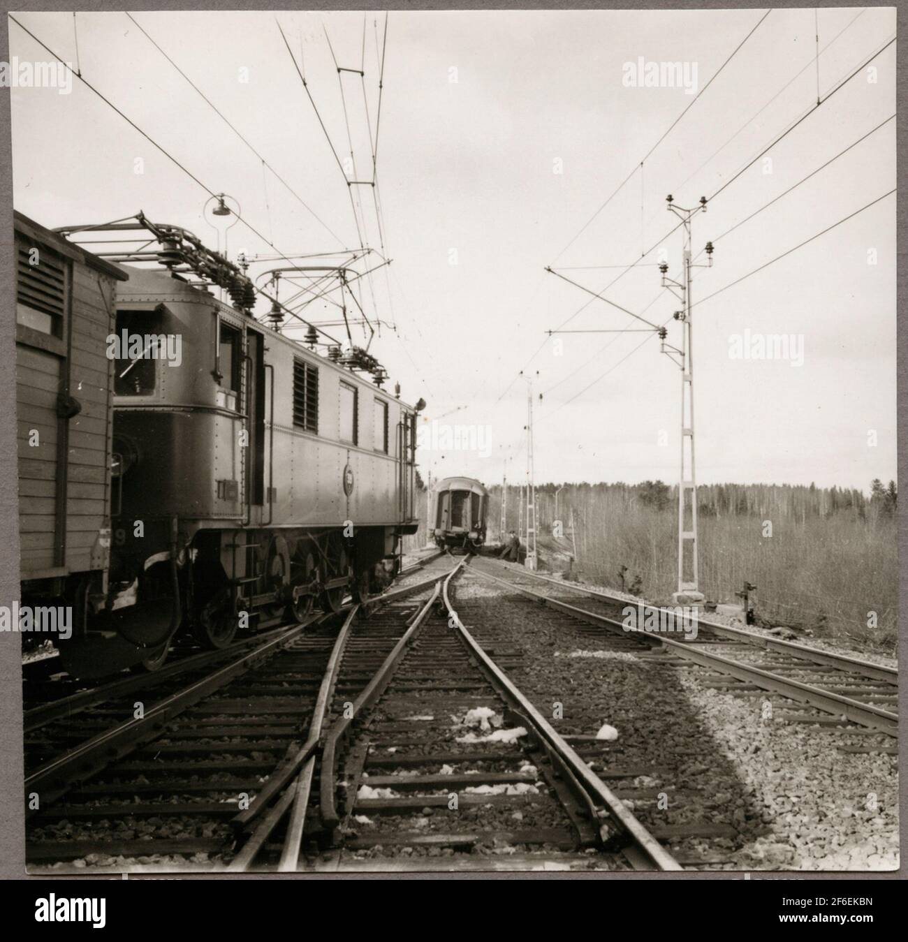 The state railways, SJ D 319 after derailment in Simeå March 1961 Stock ...