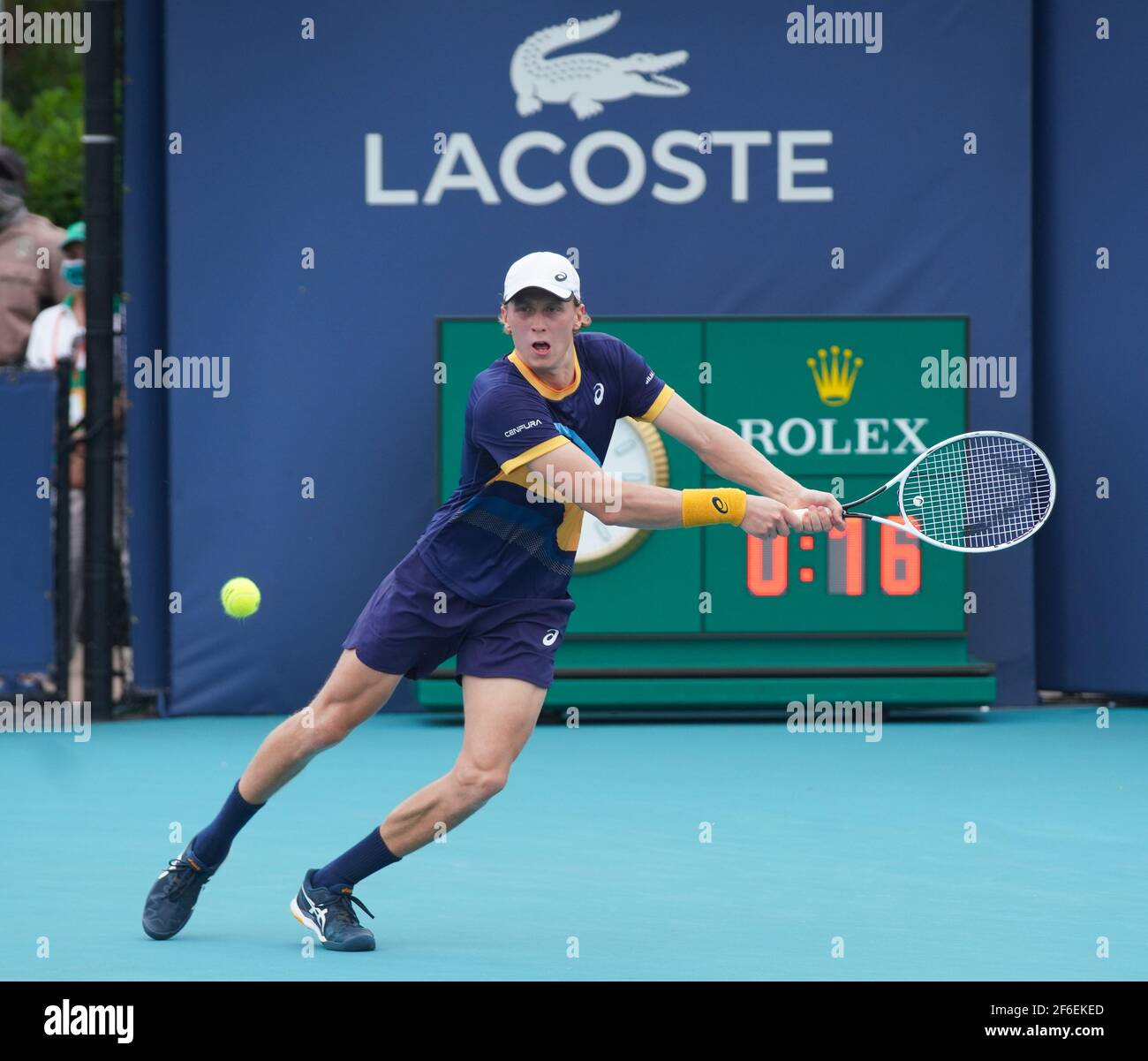 MIAMI GARDENS, FLORIDA - MARCH 30: Emil Ruusuvuori of Finland returns a ...
