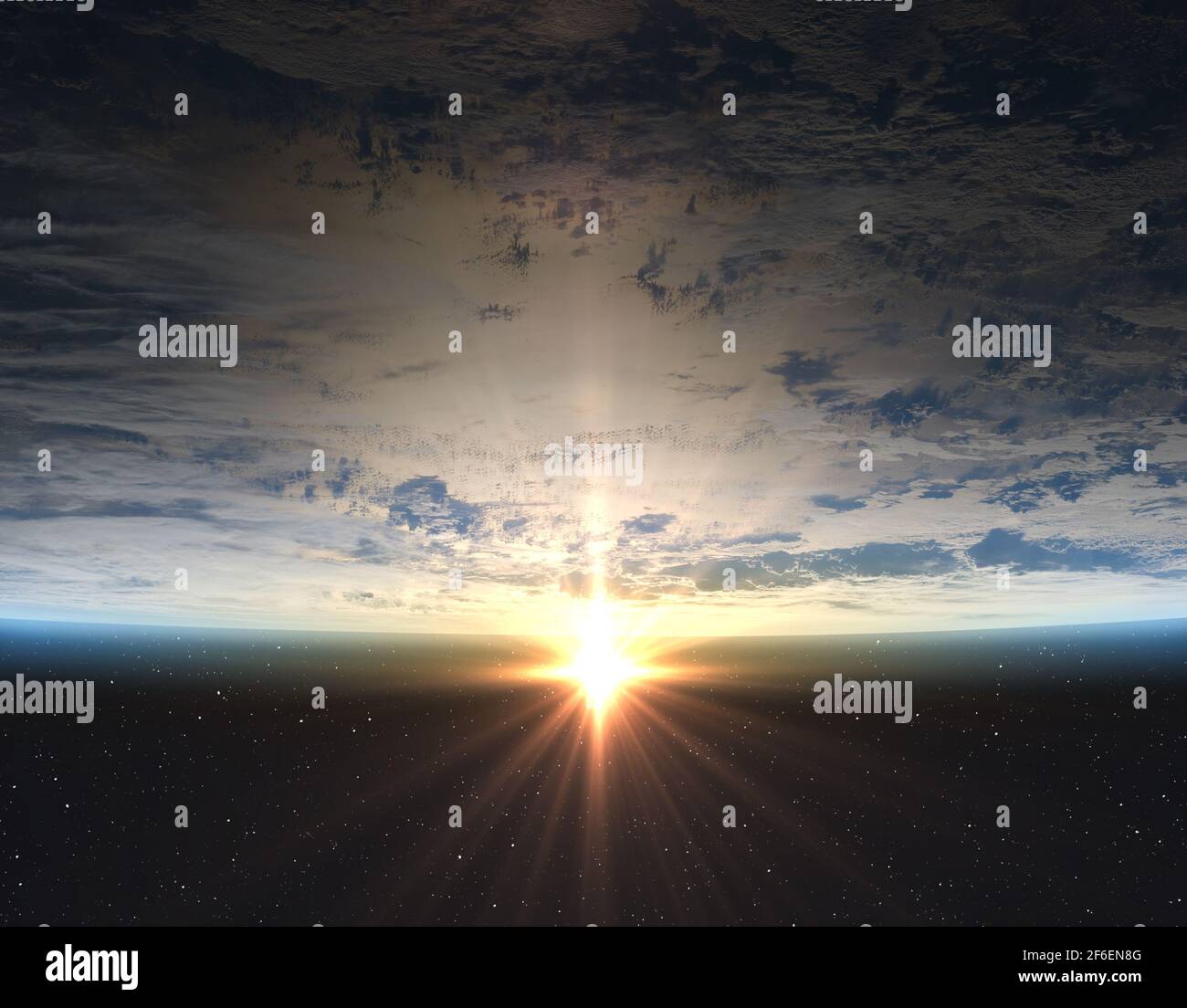 Earth, Sun and outer space. Planet earth with sunrise in the space ...