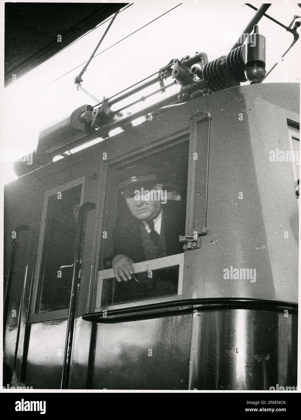 The train driver on the inauguration train for the electrification of ...