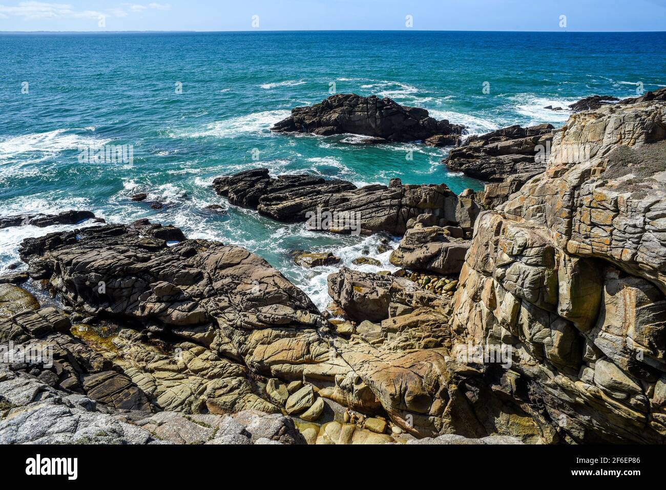 Beautiful sea, oceanic landscape, wild ocean coast in France Stock ...