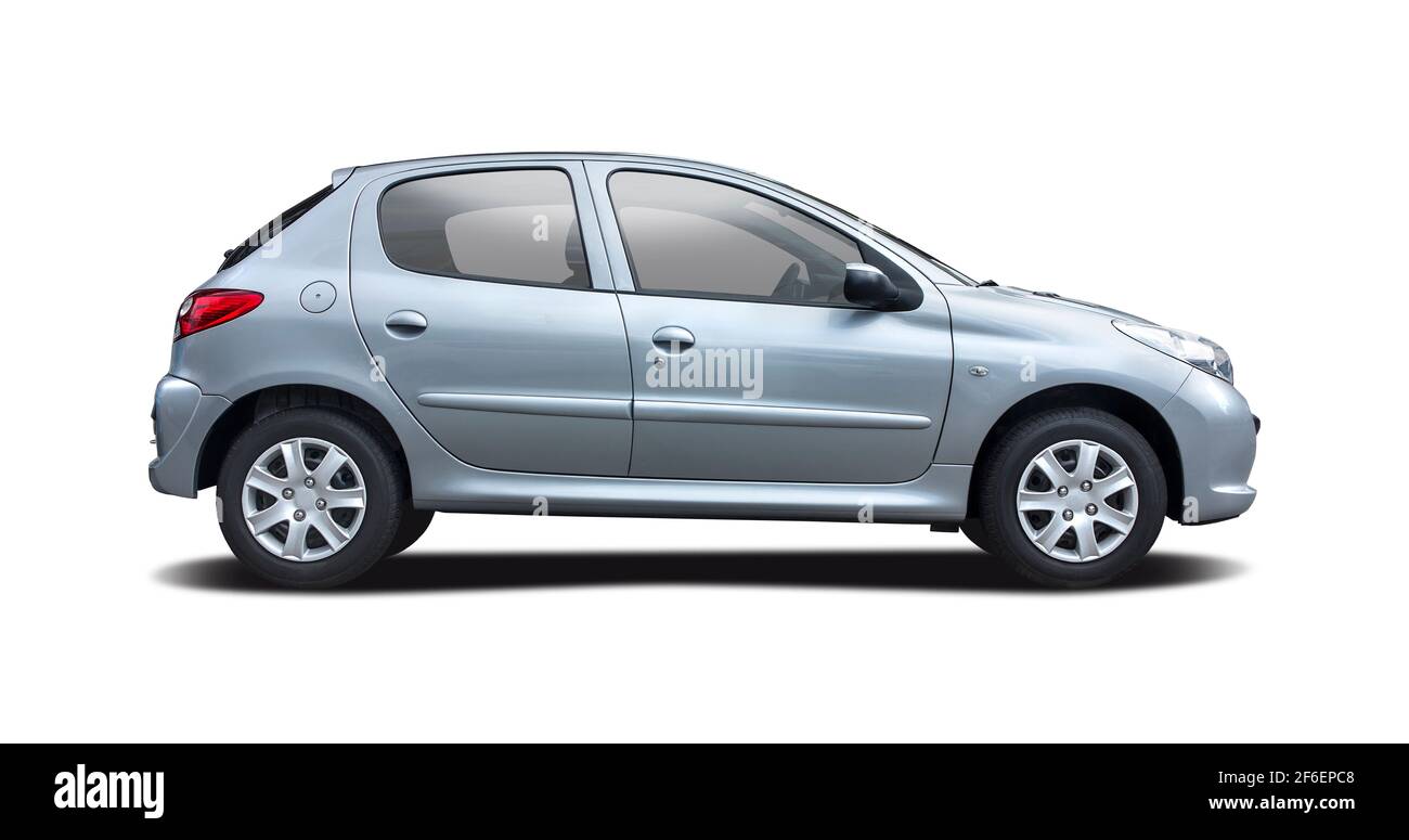 French family hatchback car side view isolated on white background ...