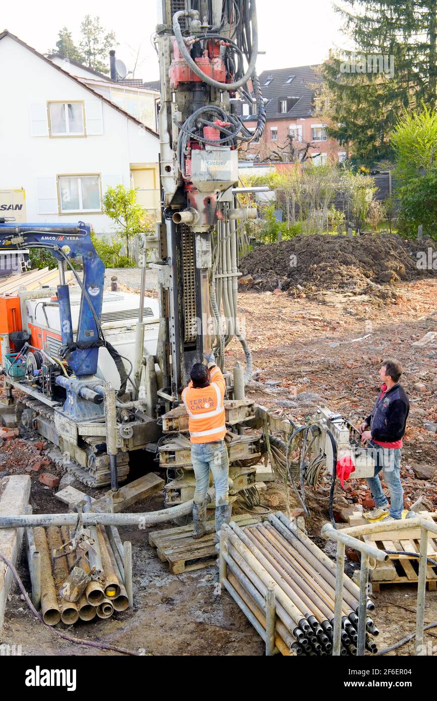 Drilling for geothermal energy deep down below, Basel, Switzerland ...