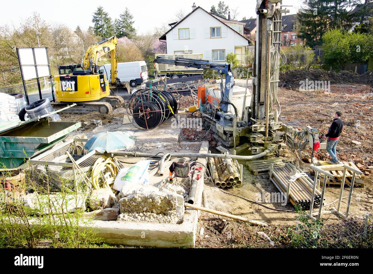 Drilling for geothermal energy deep down below, Basel, Switzerland ...