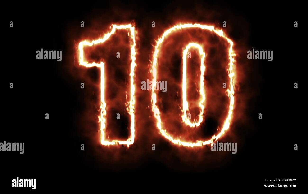 hot burning number on black background Stock Photo - Alamy