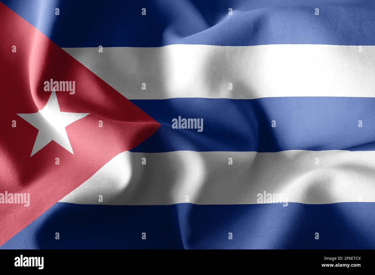 3d rendering realistic waving silk flag of Cuba Stock Photo - Alamy