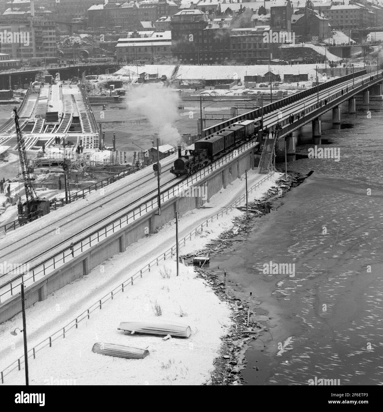 State Railways SJ 1856-1956. 100th anniversary.Tåg with old locomotives ...