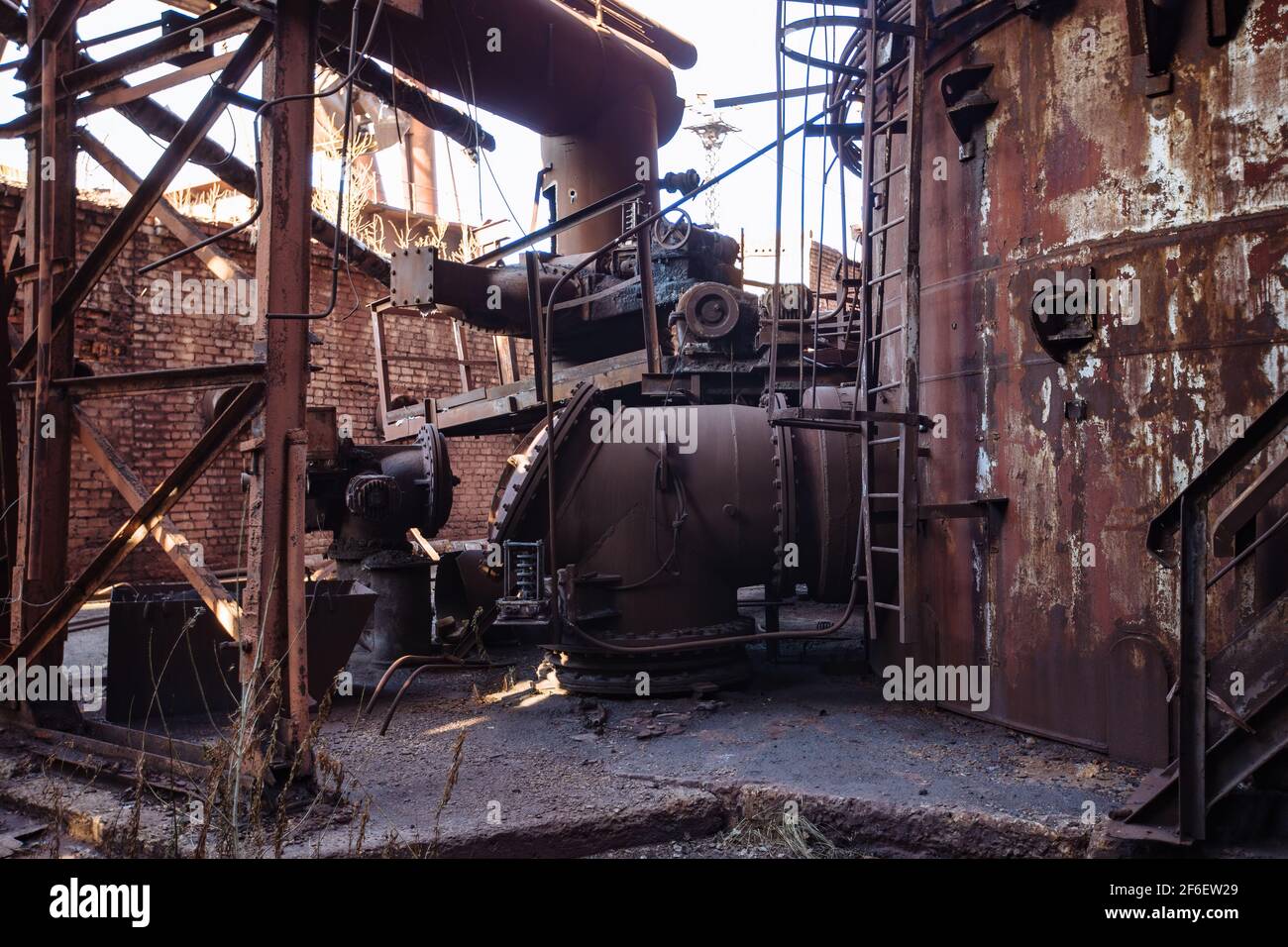 Old rusty blast furnace equipment of the metallurgical plant Stock ...