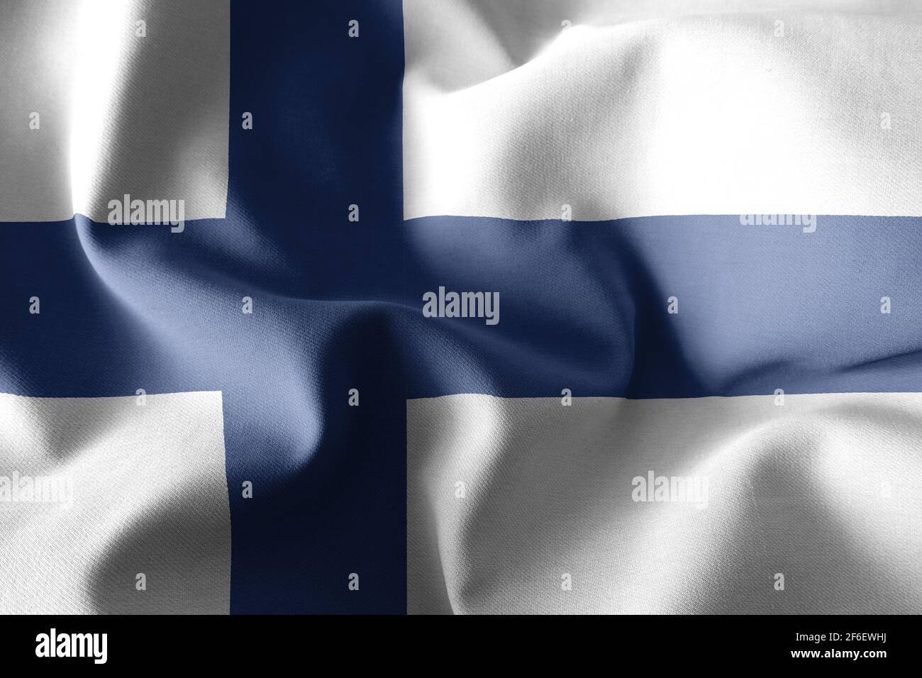 3d rendering realistic waving silk flag of Finland Stock Photo - Alamy