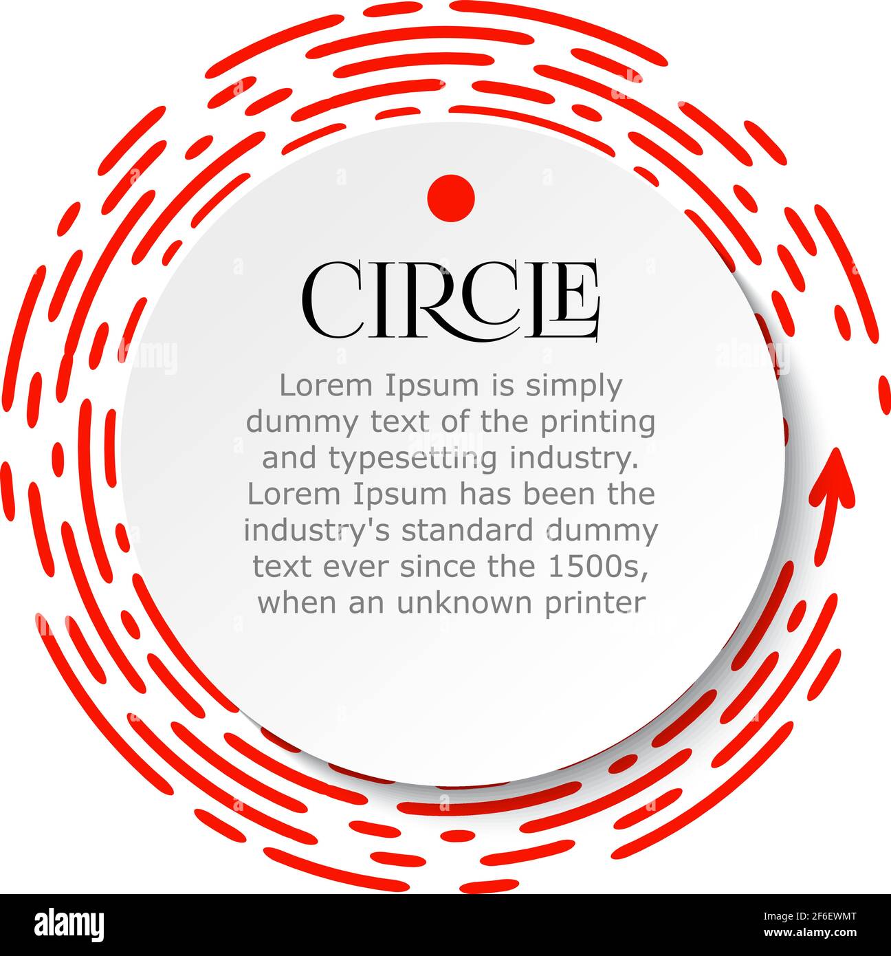 Circle infographic. Bright red dotted line under white sheet of paper ...