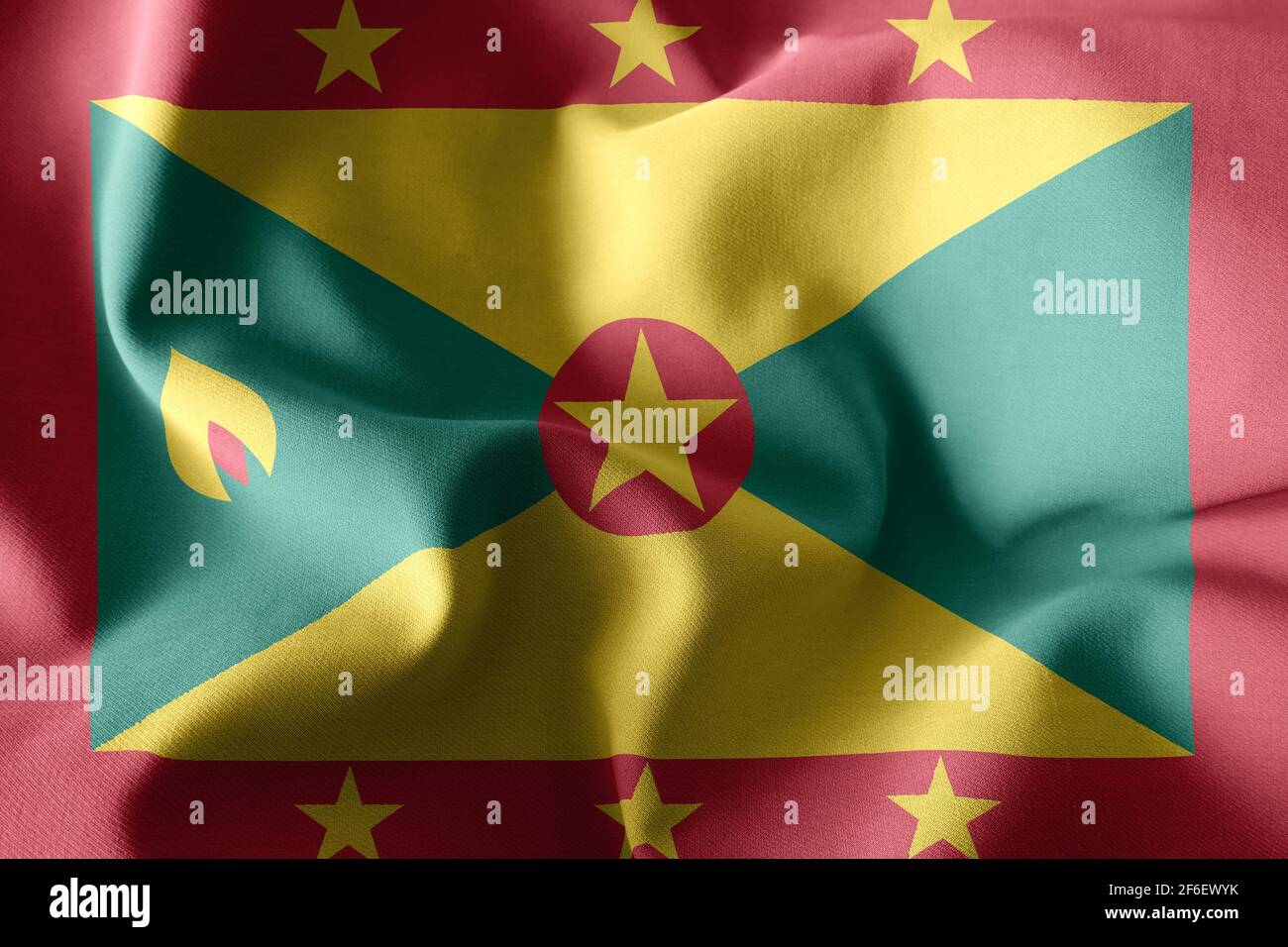 3d rendering realistic waving silk flag of Grenada Stock Photo - Alamy