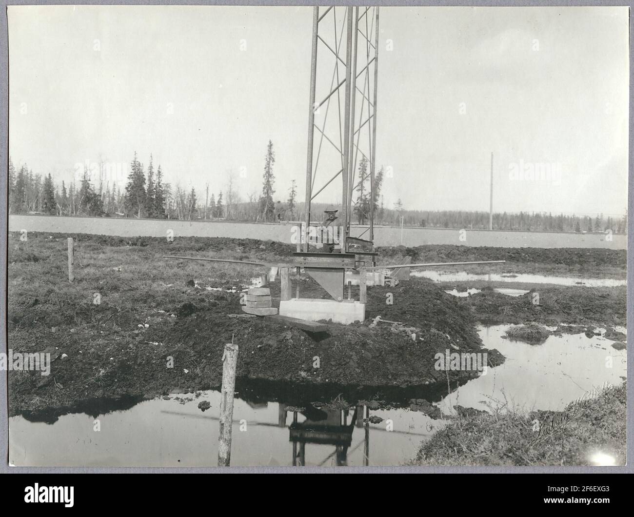 Ground mast with post shoe in porjus Stock Photo - Alamy