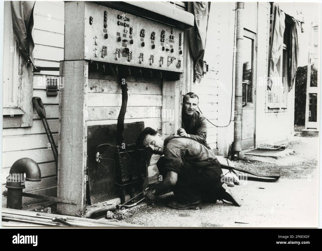 Harald Eriksson and Lars Andersson River wreckage in Storka 1961 Stock ...