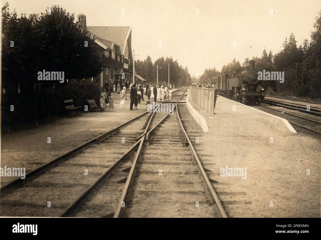 Gothenburg - Borås Railway, GBJ's Lok with Cars at Hindås Station Stock ...