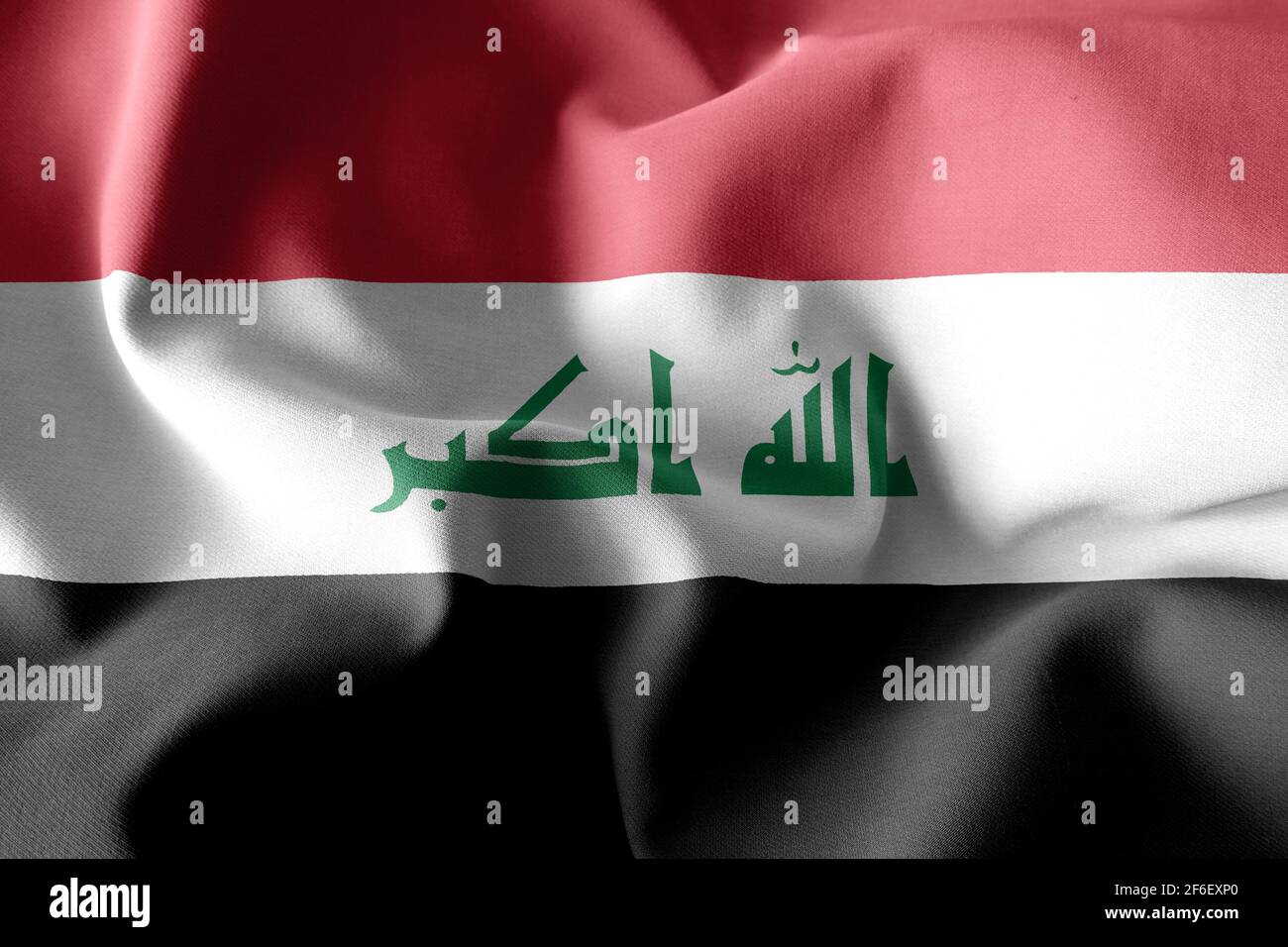3d rendering realistic waving silk flag of Iraq Stock Photo - Alamy