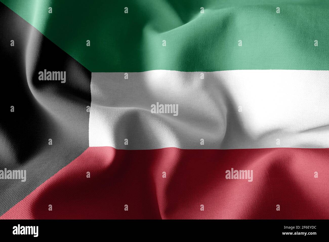 3d rendering realistic waving silk flag of Kuwait Stock Photo - Alamy
