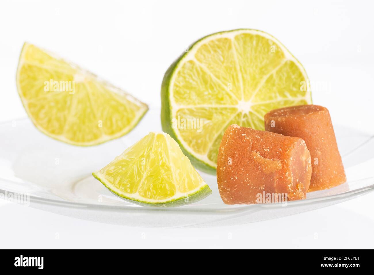 Panela with lemon, refreshing combination - Saccharum officinarum Stock ...